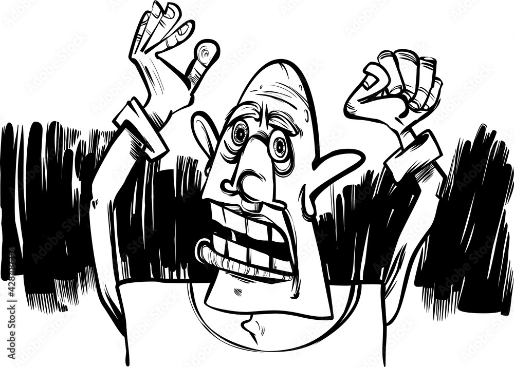 cartoon sketch of scared man Stock Vector | Adobe Stock