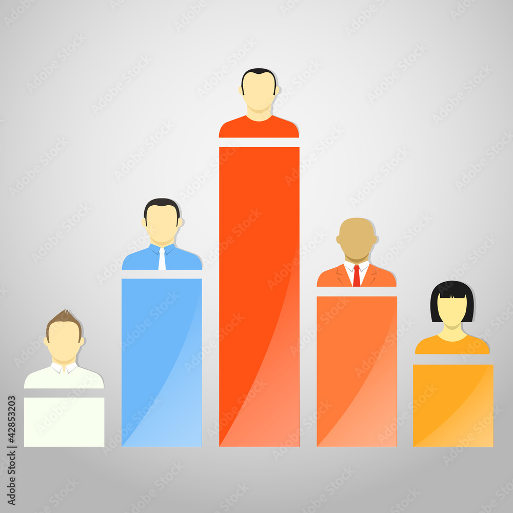 Color chart columns with account avatars Stock Vector | Adobe Stock