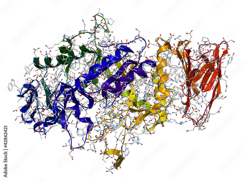 Enzyme Alpha-Amylase. 3D molecular structure Stock Illustration | Adobe ...