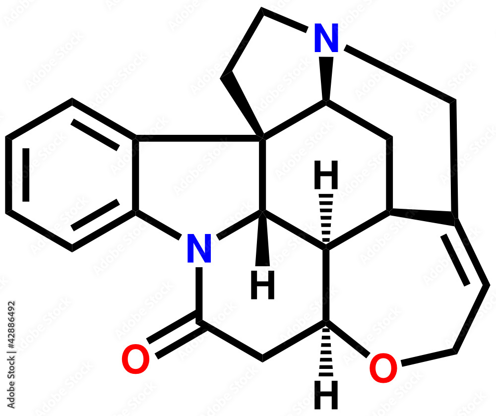 Strychnine, a highly toxic alkaloid. Structural formula Stock Vector ...