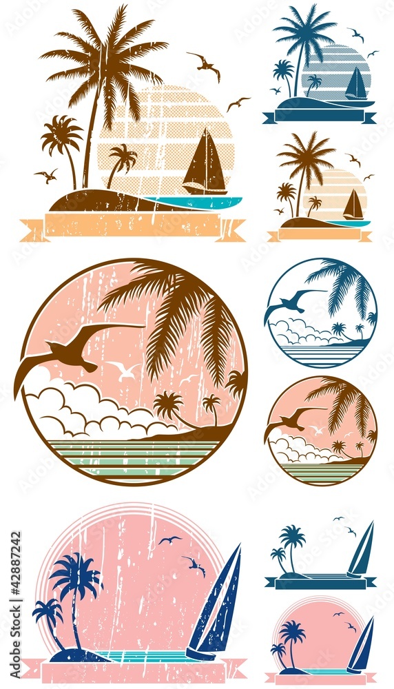 Beach Symbols Stock Vector | Adobe Stock