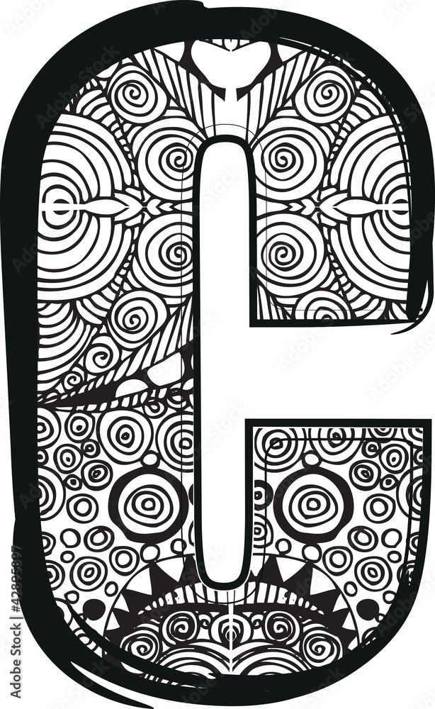 Letter C with abstract drawing. Vector illustration Stock Vector ...