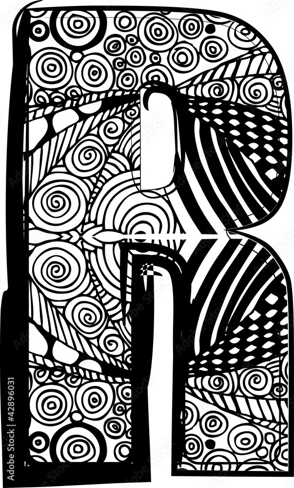 Letter R with abstract drawing. Vector illustration Stock Vector ...