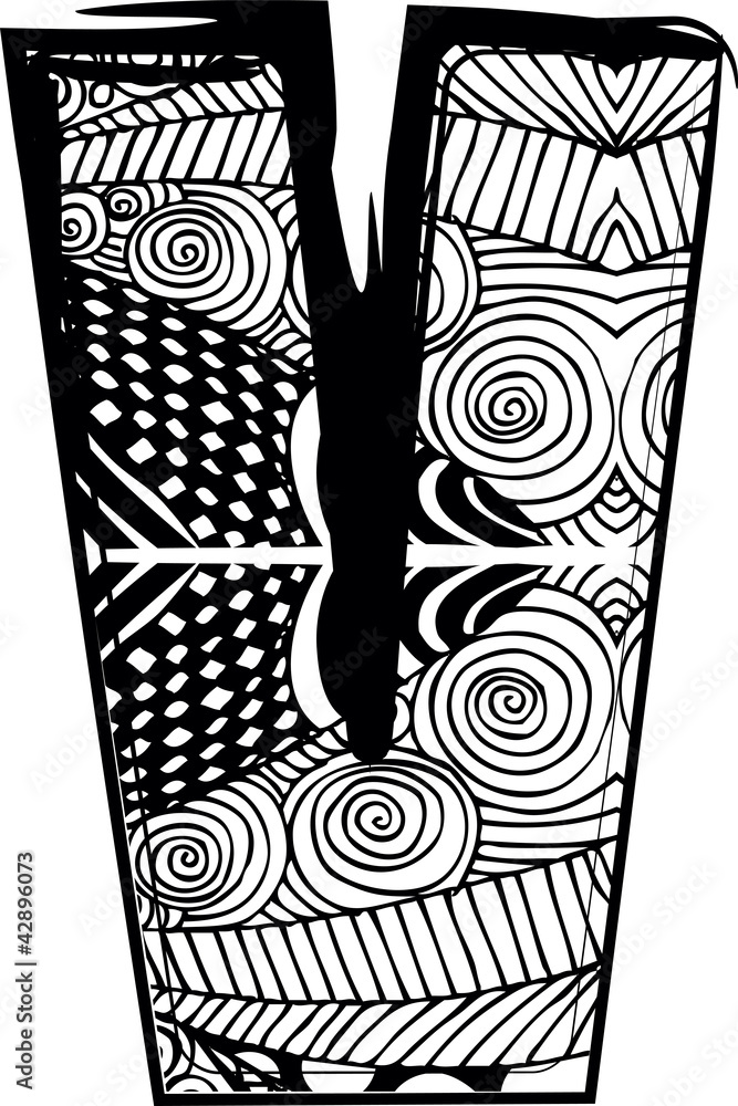 Letter V with abstract drawing. Vector illustration Stock Vector ...