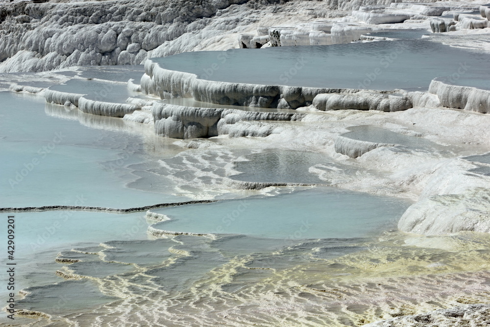 Tavertine pools and terraces made from thermal salts at pamukkale Stock ...