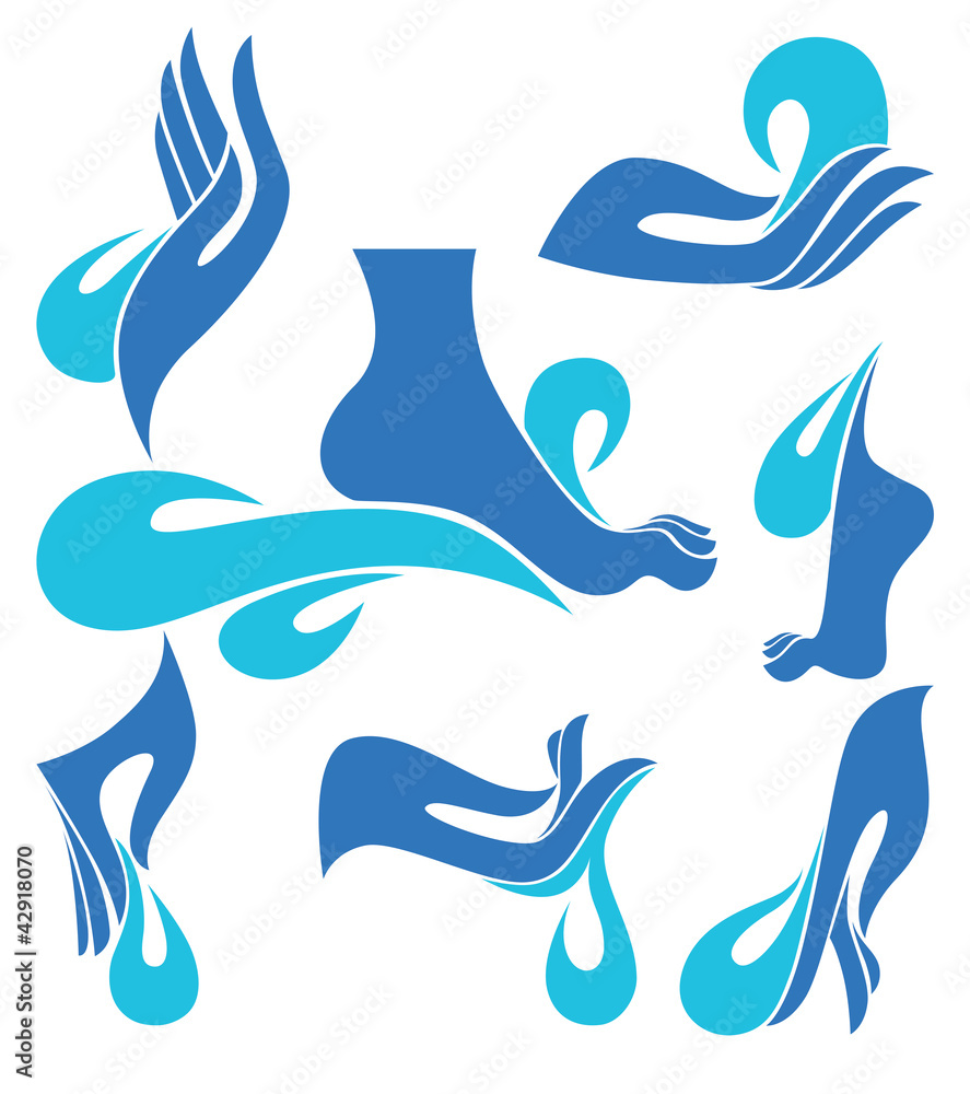 hand and foot vector collection of spa and cosmetic symbols Stock ...