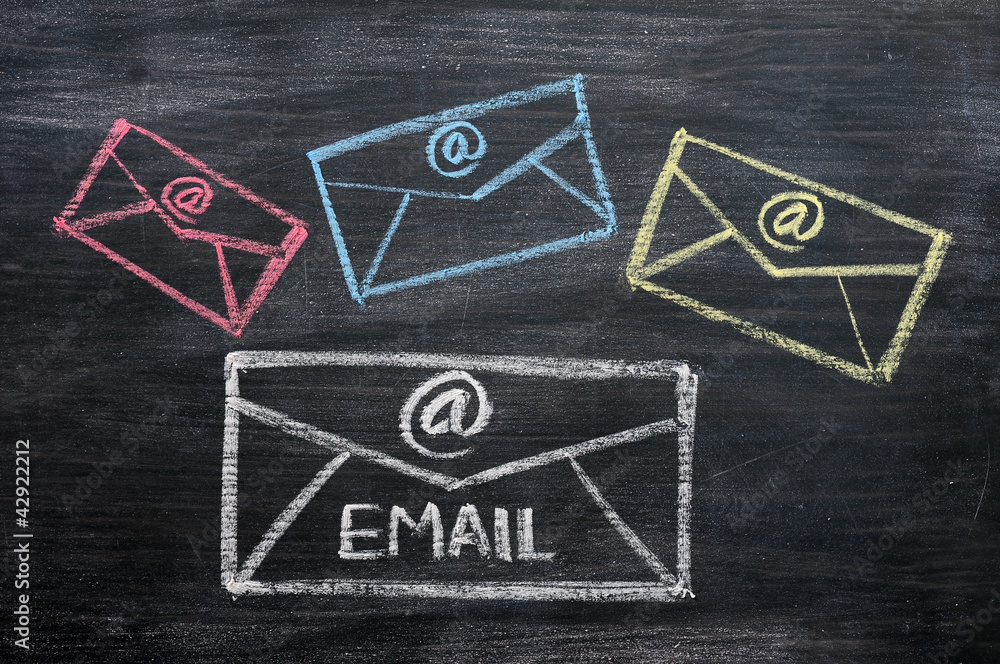 Chalk drawing of email symbols on a blackboard Stock Photo | Adobe Stock