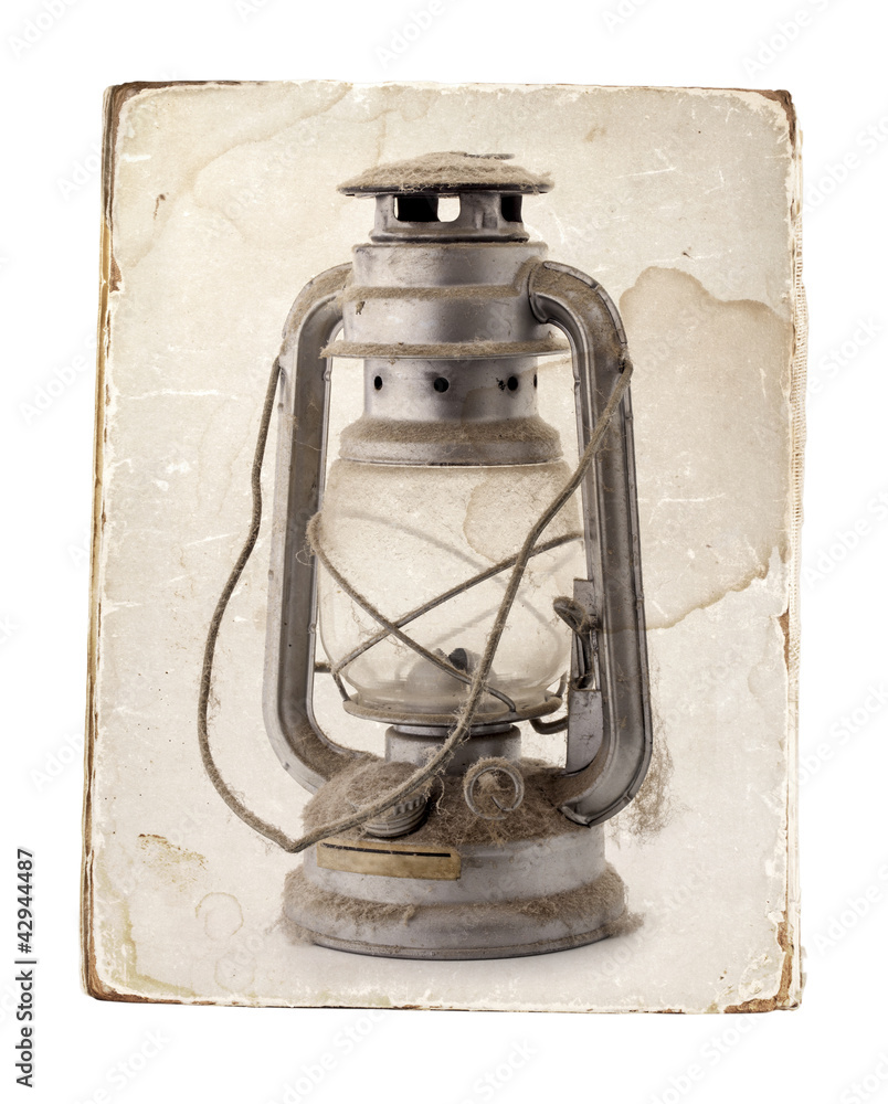 Oil lamp. Old paper texture background with clipping paths Stock Photo ...