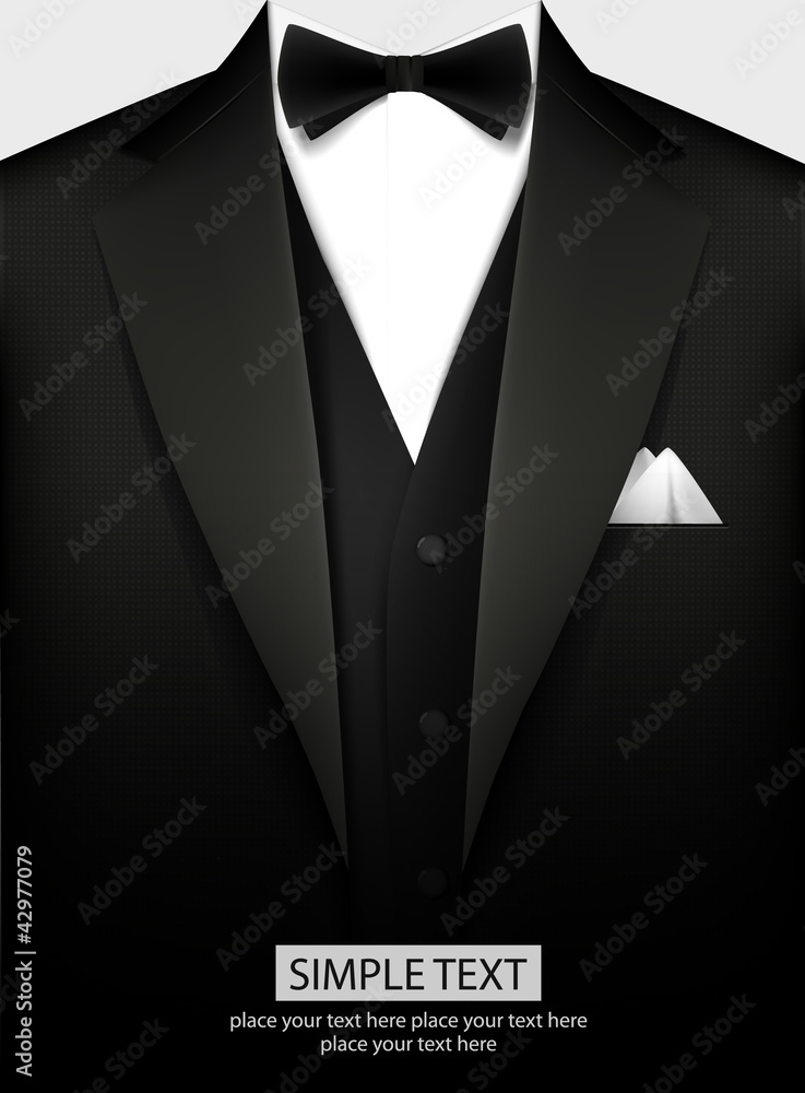 Tuxedo vector background with bow Stock Vector | Adobe Stock