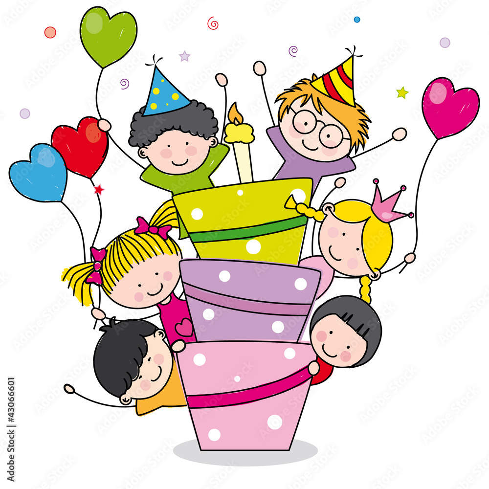Niños celebrando un cumpleaños Stock-Vektorgrafik | Adobe Stock Niños celebrando un cumpleaños Stock-Vektorgrafik | Adobe Stock