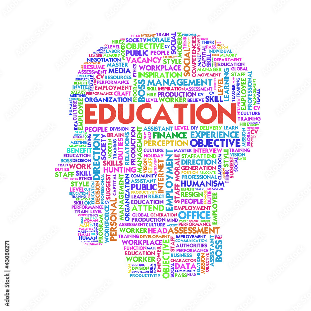 Word cloud business concept inside head shape, learn and educati Stock ...