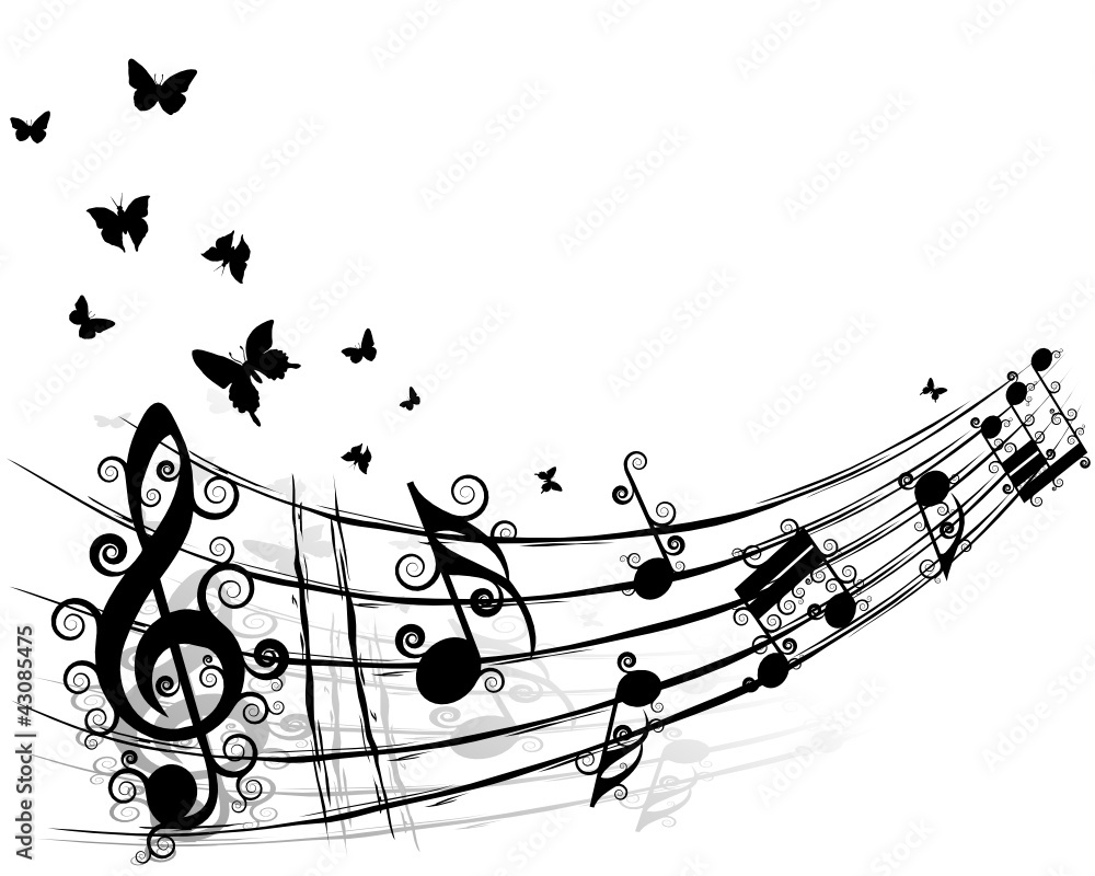 Vector musical notes staff background for design use Stock Vector ...