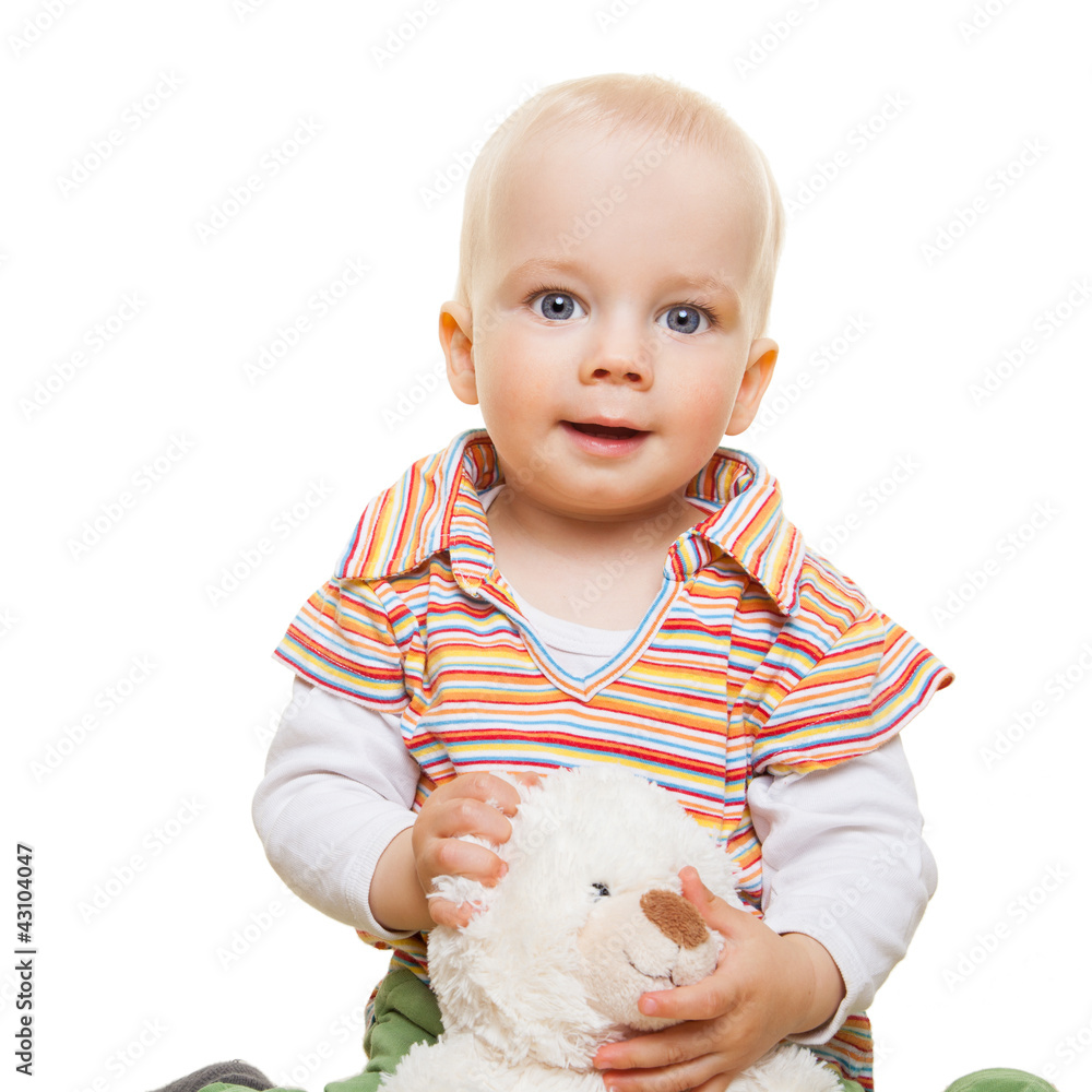 Kleinkind mit Teddybär Stock Photo | Adobe Stock