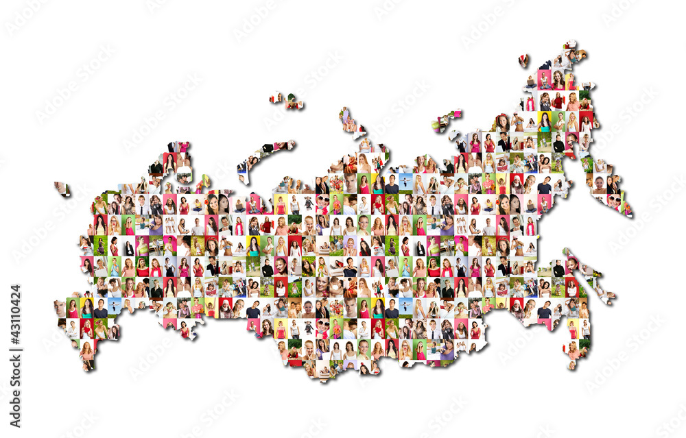 map of russia with a lot of people portraits Stock Photo | Adobe Stock