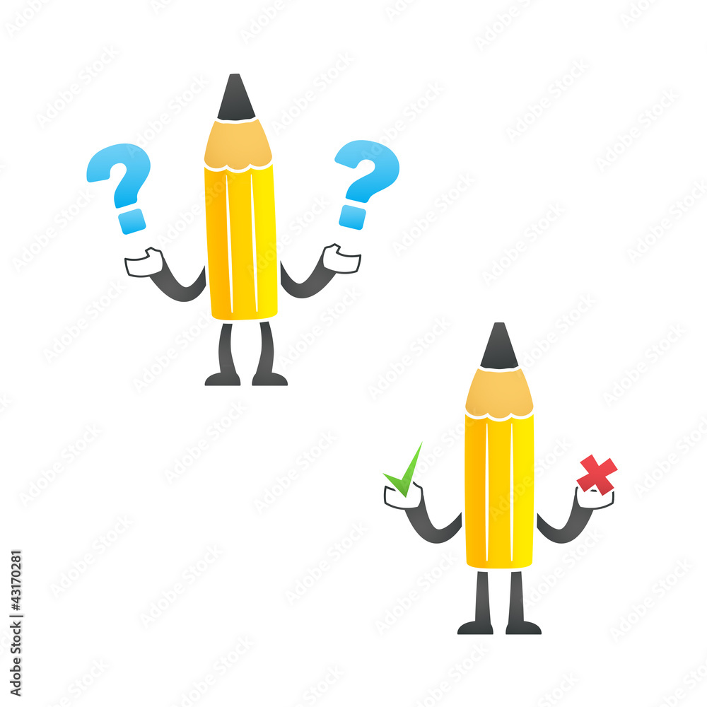funny cartoon pencil Stock Vector | Adobe Stock