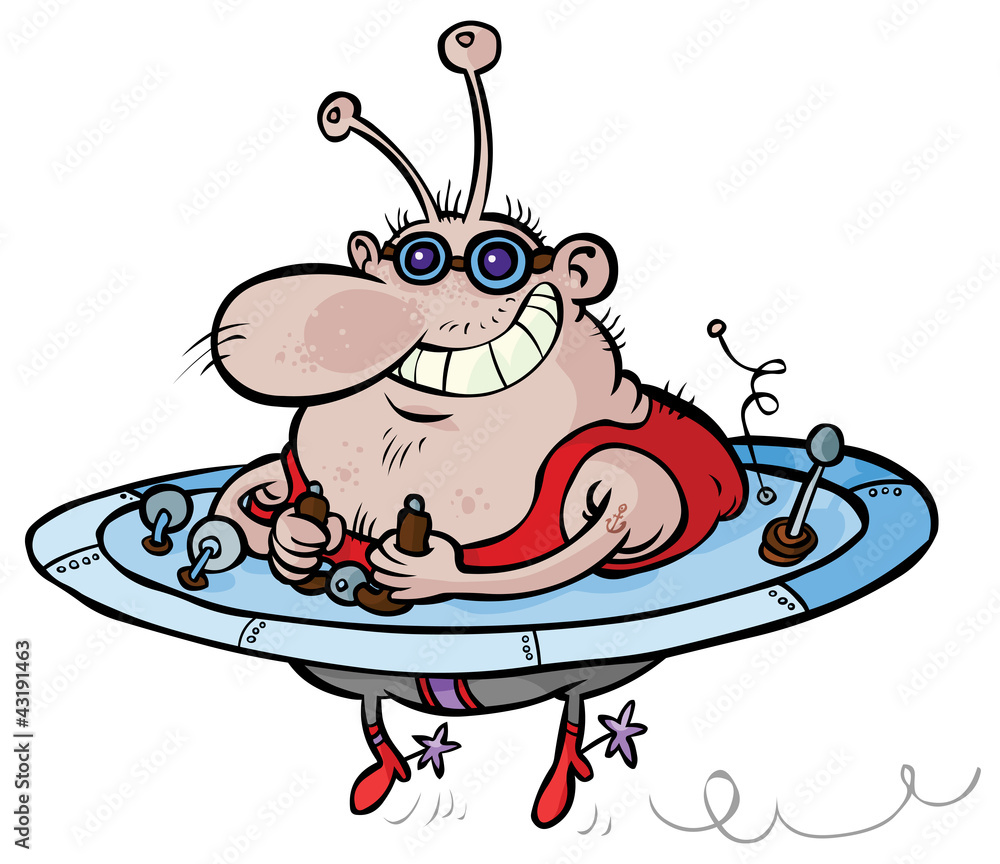 Cartoon fat alien. Stock Vector | Adobe Stock