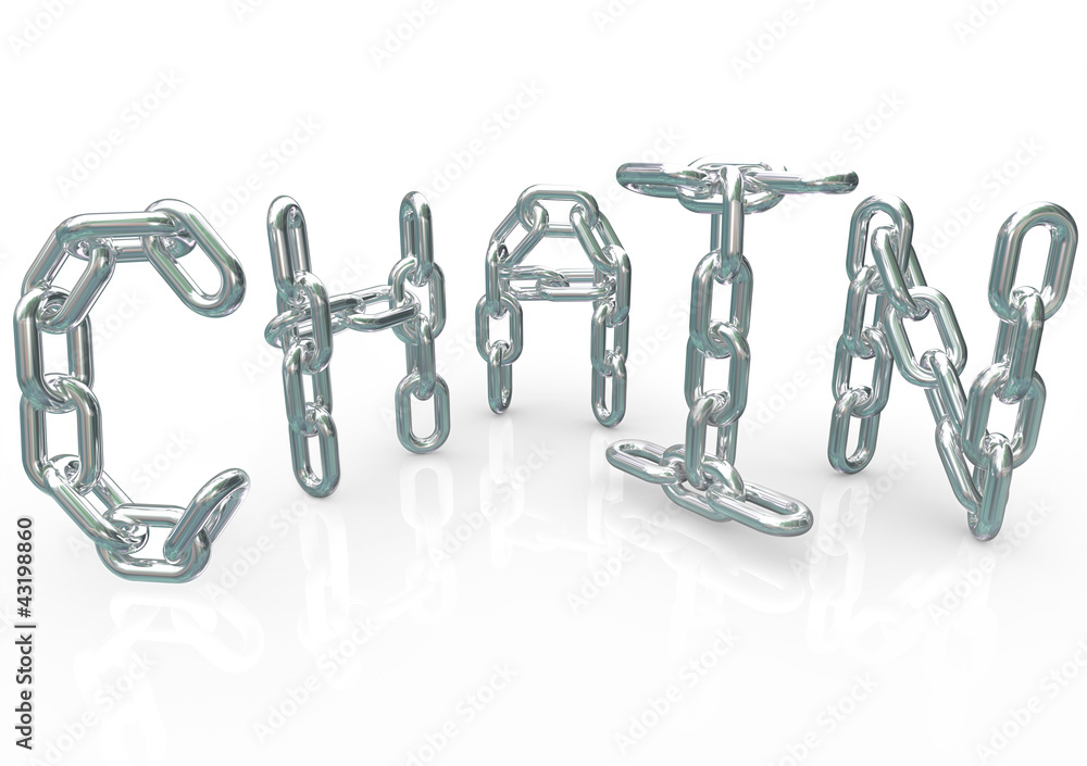 Chain Word in Metal Links Connected Together Team Process Stock ...