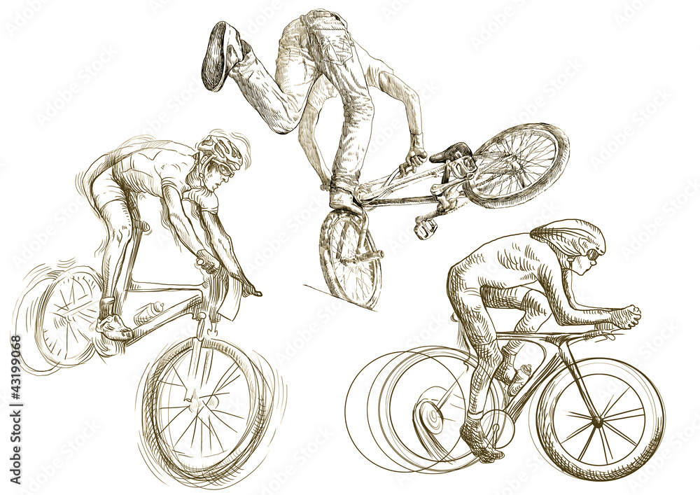 bicycle sport (hand drawing little collection of sketches) Stock ...