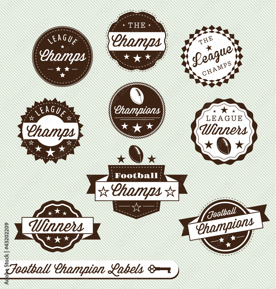 Vector Set: Football Championship Winner Labels Stock Vector | Adobe Stock
