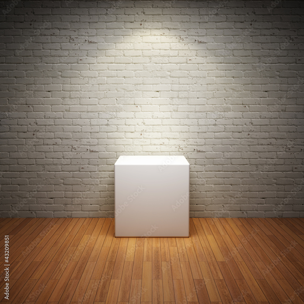 Empty white stand in old interior room Stock Illustration | Adobe Stock