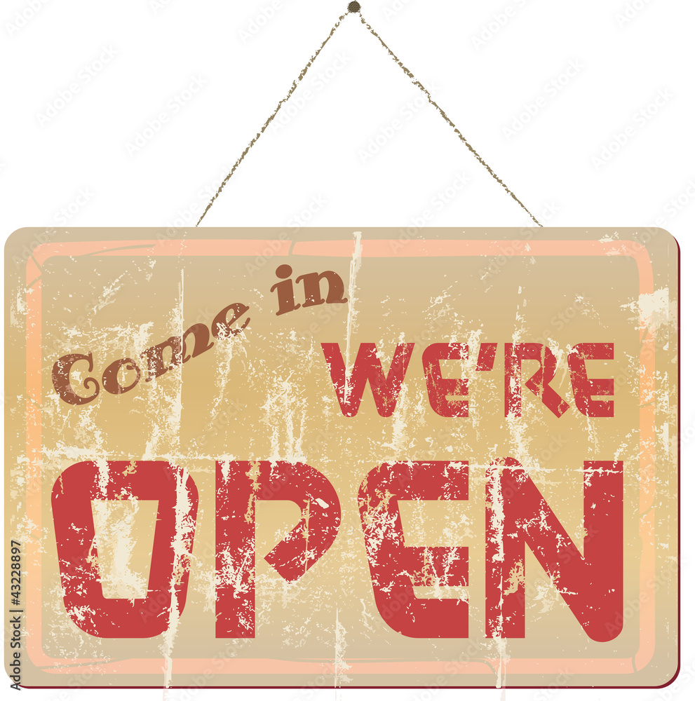Vintage shop sign: Come in We're open Stock Vector | Adobe Stock