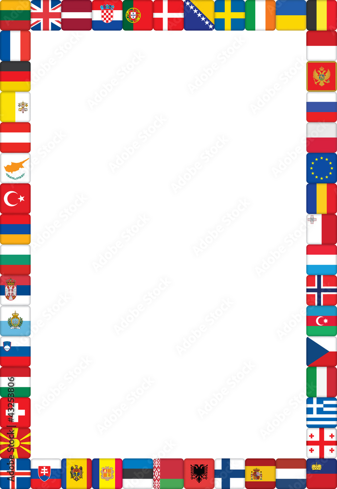 frame made of European countries flags vector illustration Stock Vector ...
