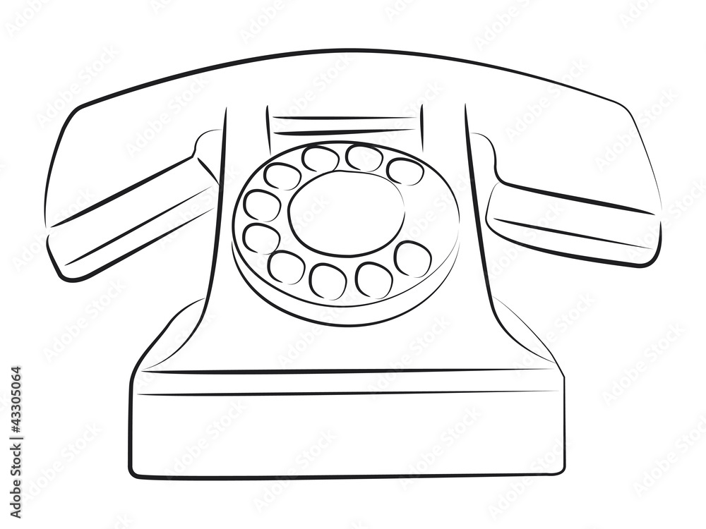 Old phone drawing Stock Vector | Adobe Stock
