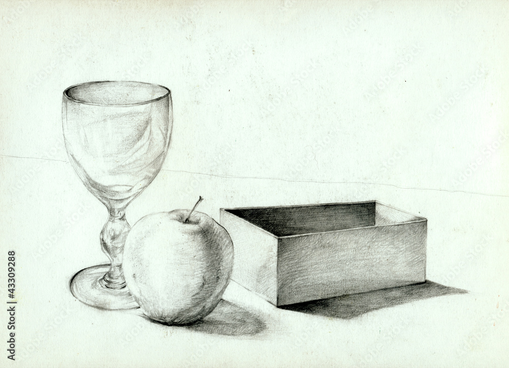 still life - pencil technique Stock Illustration | Adobe Stock