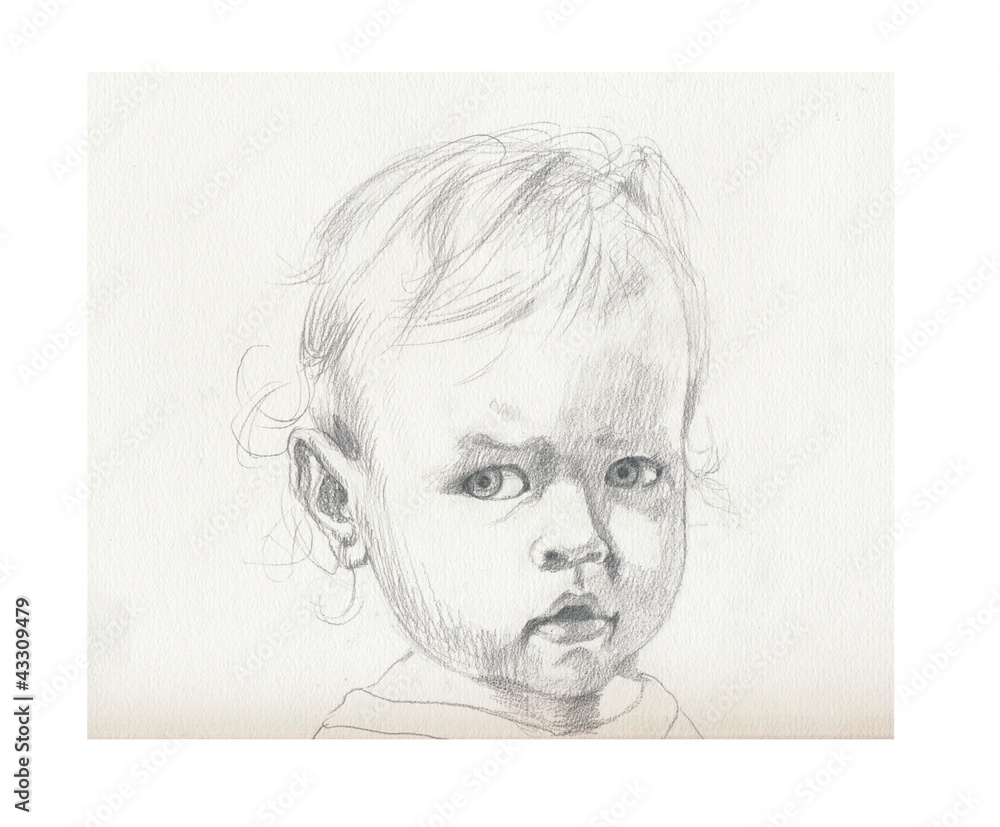 pencil drawing - child Stock Photo | Adobe Stock