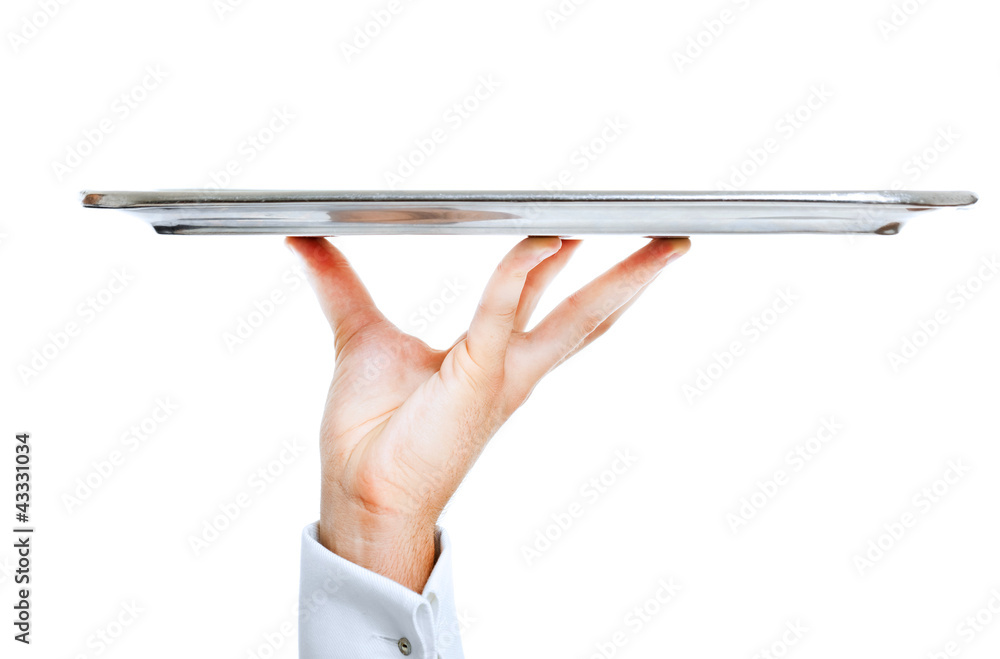 Waiter's hand holding a plate Stock Photo | Adobe Stock
