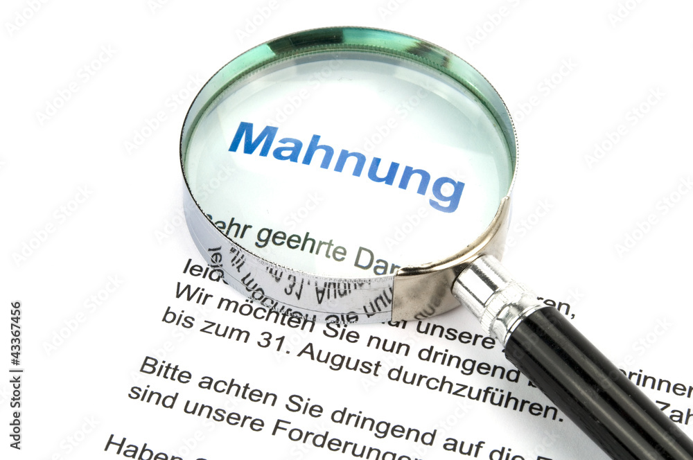 Mahnung Stock-Foto | Adobe Stock