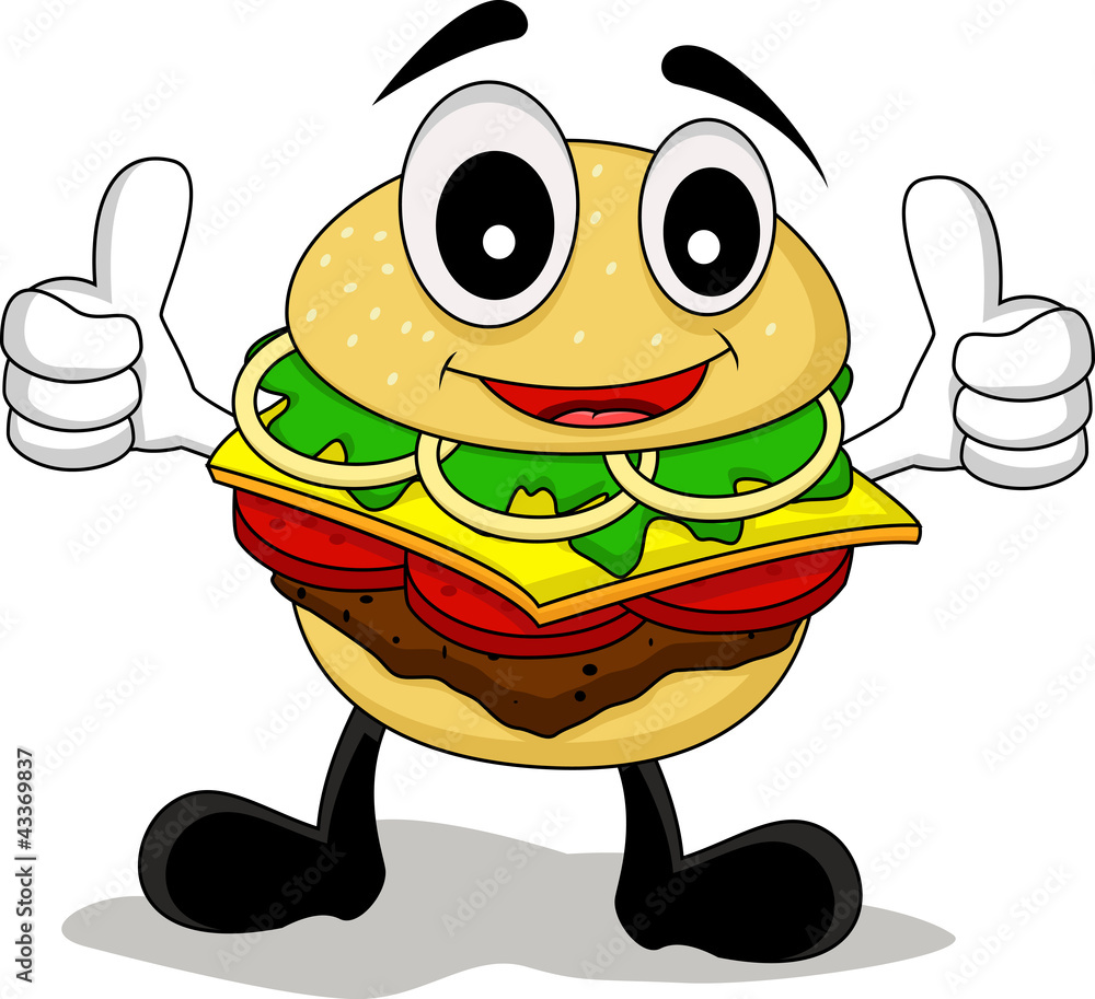 funny cartoon burger character Stock Vector | Adobe Stock