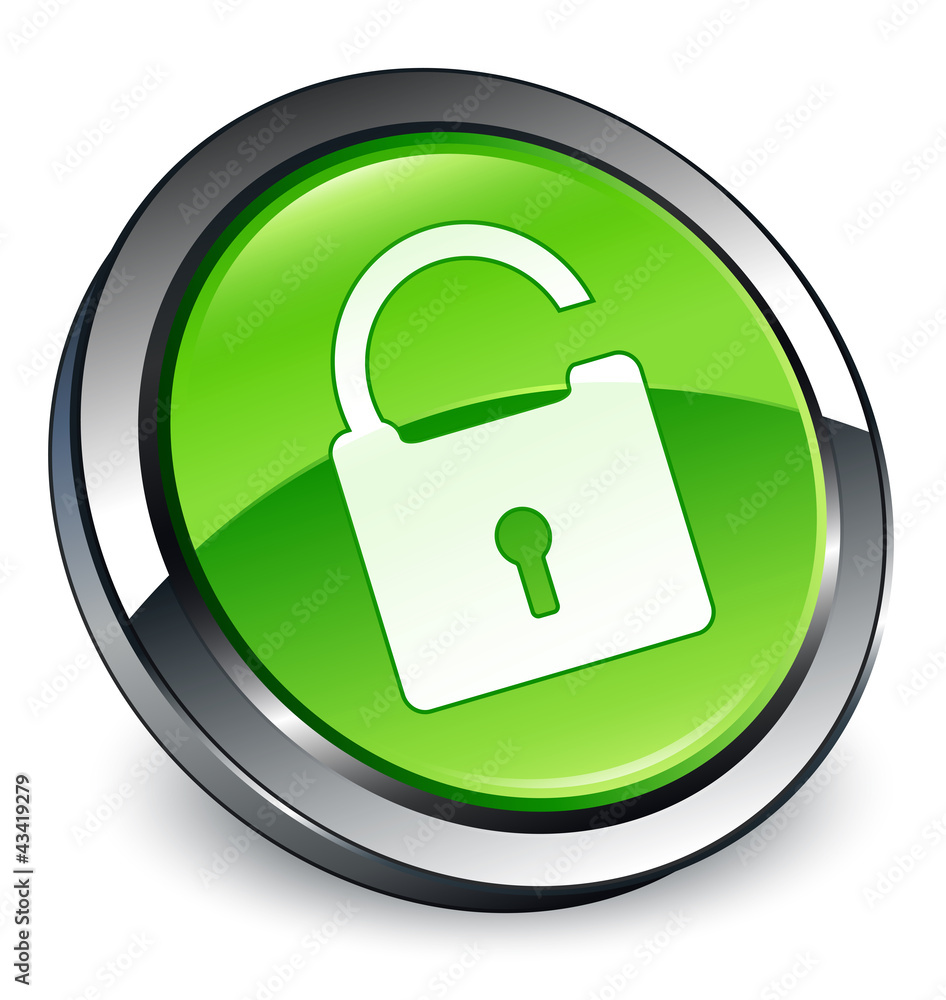 Unlock icon 3D green button Stock Vector | Adobe Stock