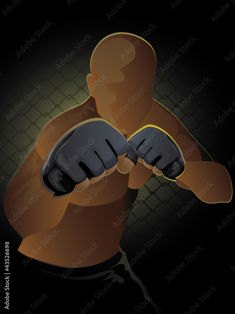 Ultimate Fighter/Mixed Martial Artist in a ready to brawl stance Stock ...