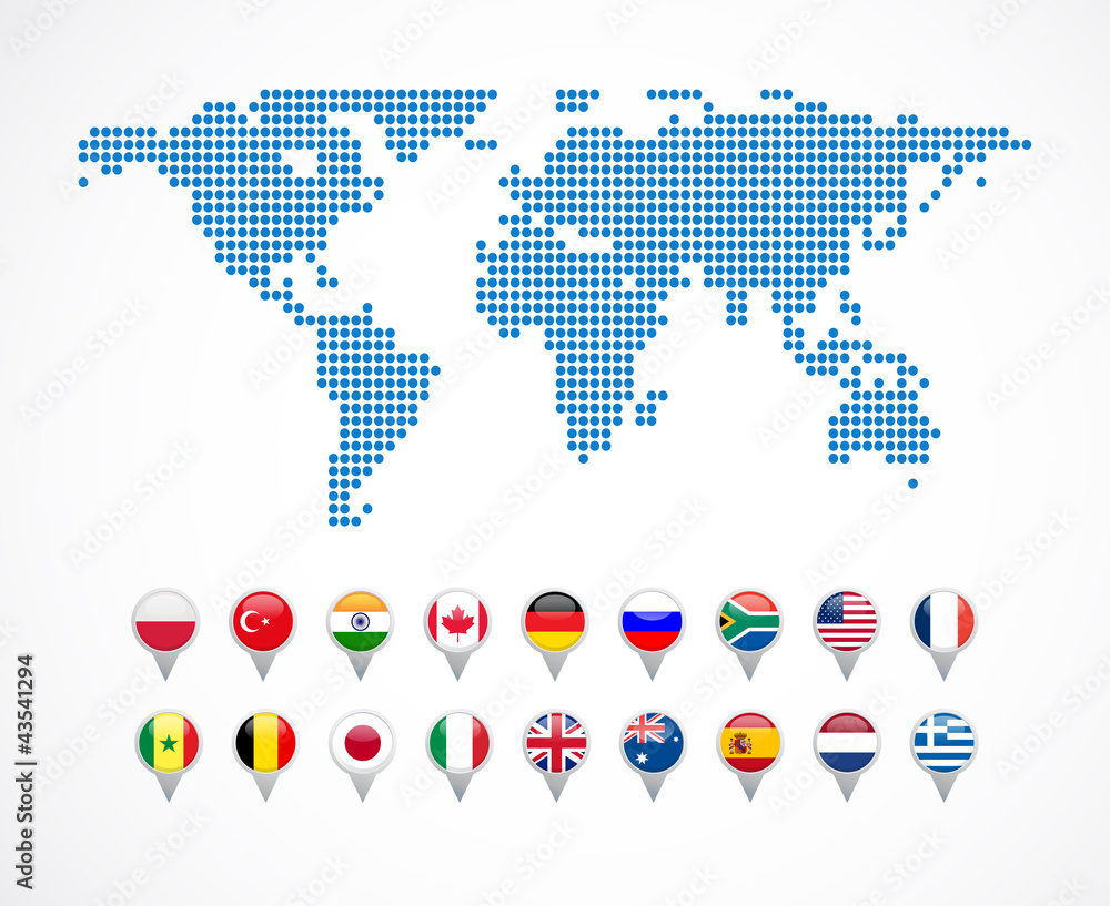 world map with set of navigation icons Stock Vector | Adobe Stock