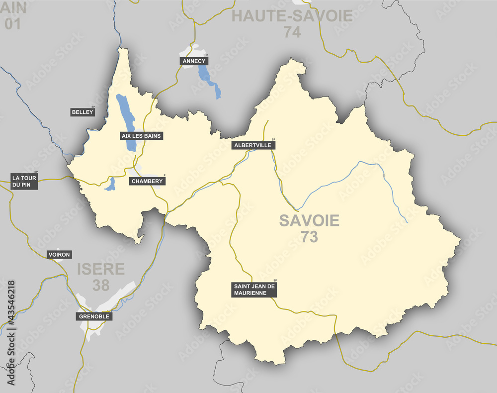 Carte de la savoie Stock Illustration | Adobe Stock