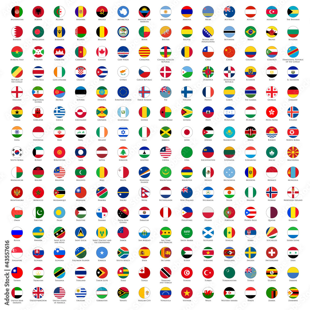 Circle Flags of the World Stock Vector | Adobe Stock