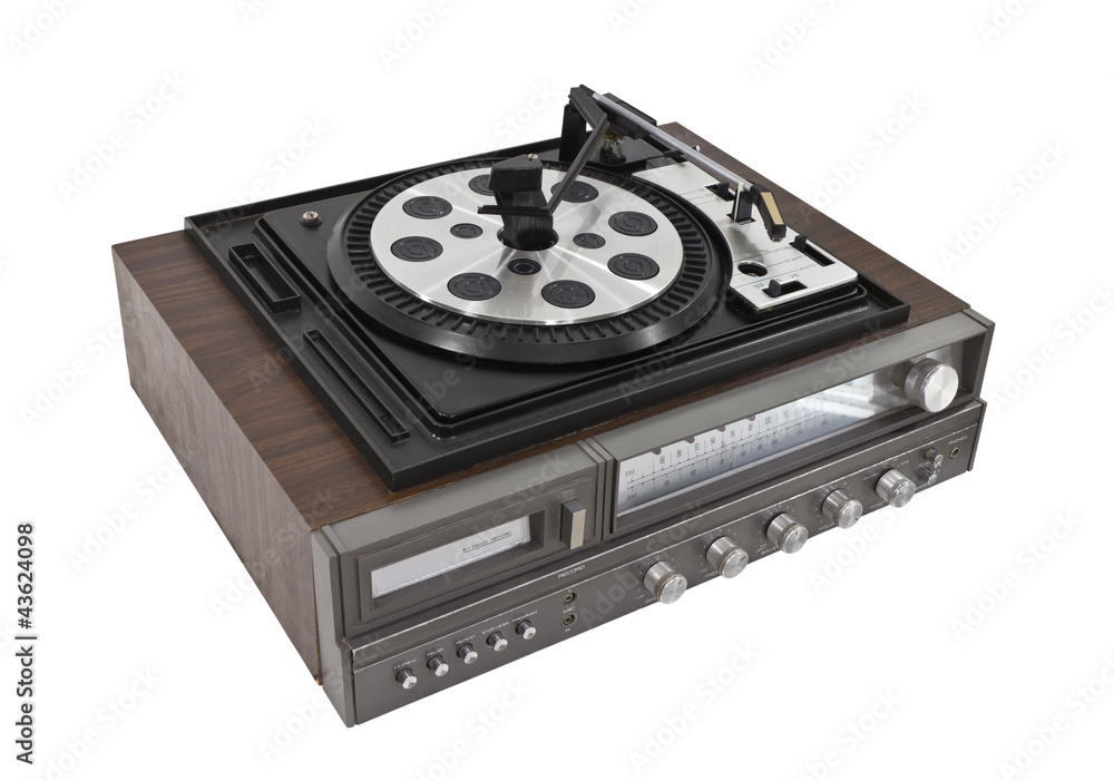 Vintage Record Player and Eight Track Stereo Isolated Stock Photo ...