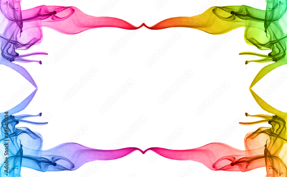 rainbow color smoke frame on white Stock Photo | Adobe Stock