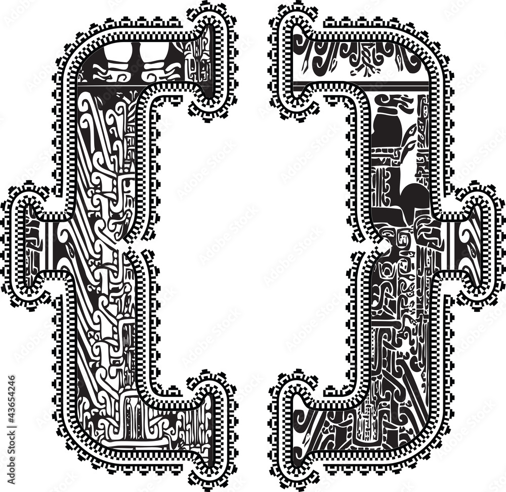 Parenthesis symbol with ancient drawing. Vector illustration Stock ...