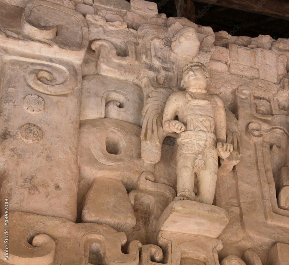 A statue of a winged Mayan figure believed to be member of the Ek Balam ...