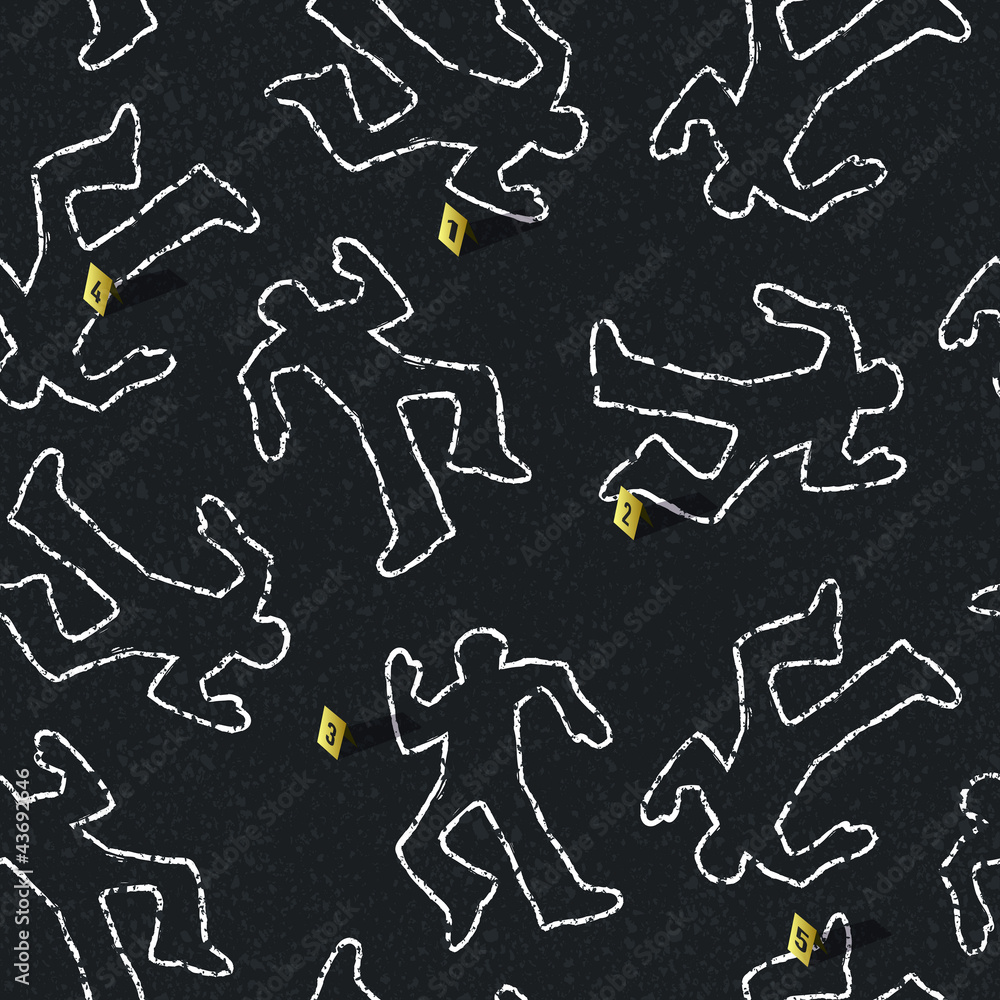 Crime scene seamless pattern with locations of evidence. Vector Stock ...