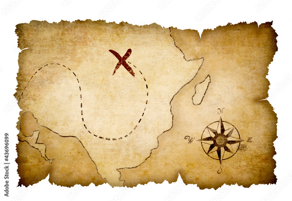 Pirates treasure map with marked location Stock Illustration | Adobe Stock