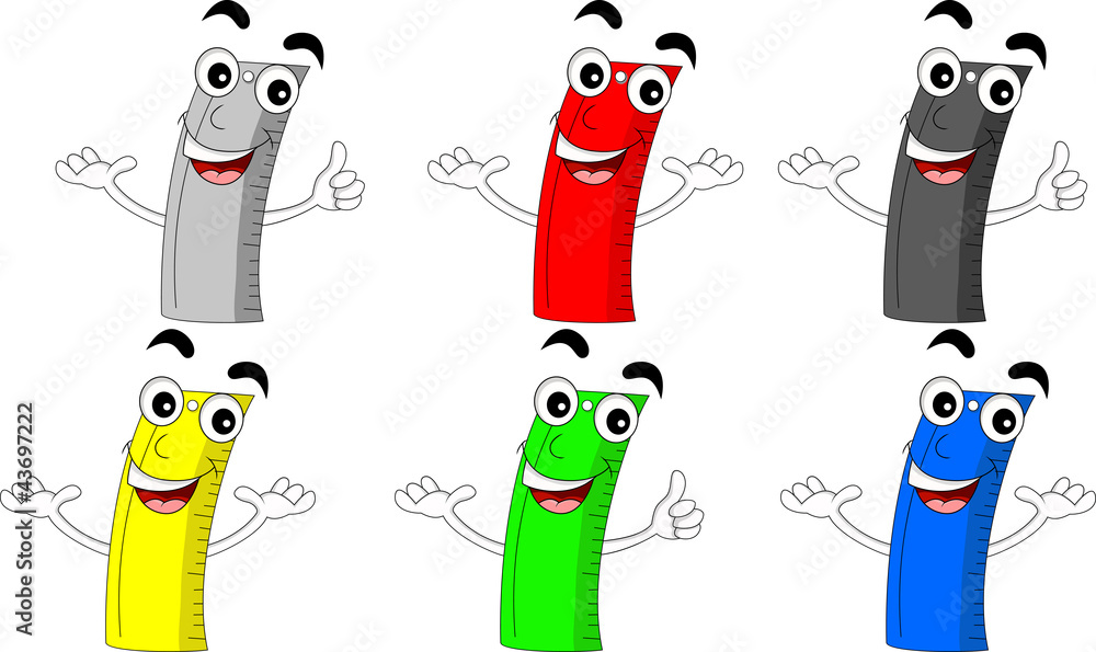 funny ruler cartoon set Stock Vector | Adobe Stock