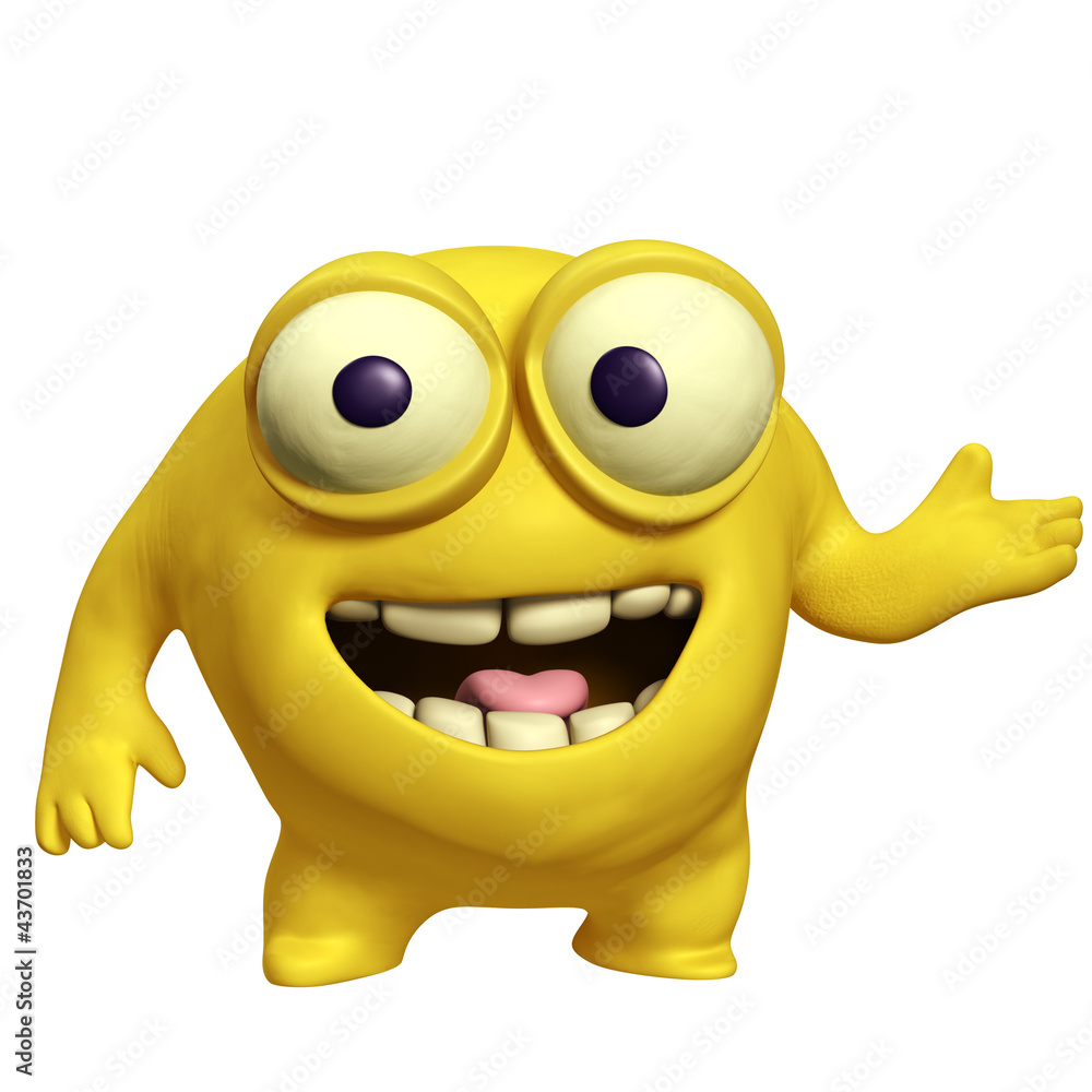 Ilustracja Stock: yellow cute monster | Adobe Stock