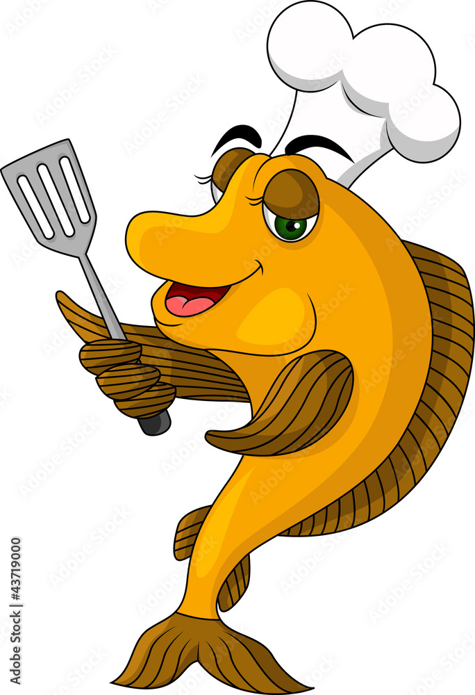 cartoon fish chef smiling Stock Vector | Adobe Stock