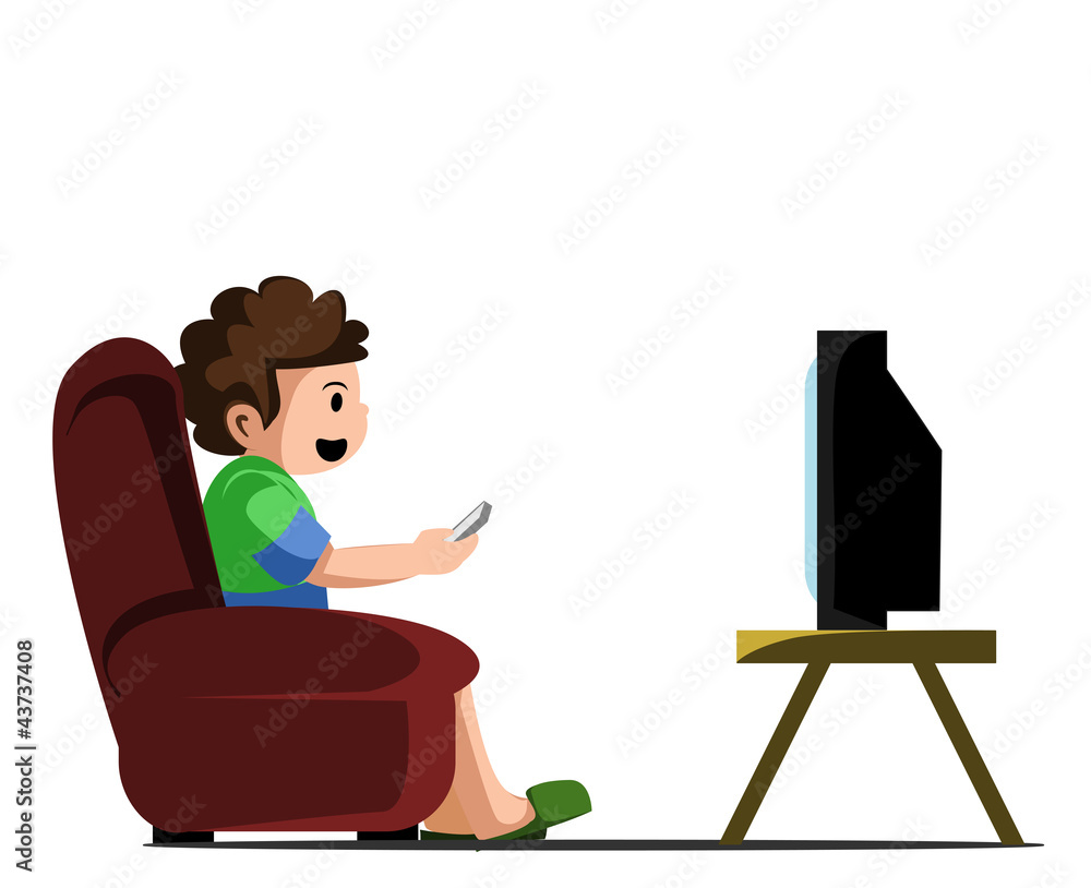 watching tv Stock Vector | Adobe Stock
