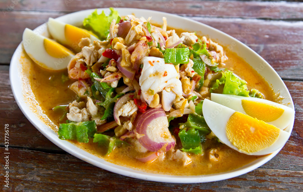 betal nut seafood and chili salad delicious thai food Stock Photo ...