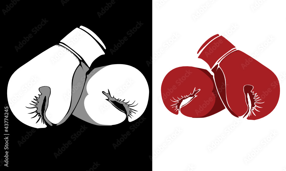 Boxing gloves on a black and white background Stock Vector | Adobe Stock