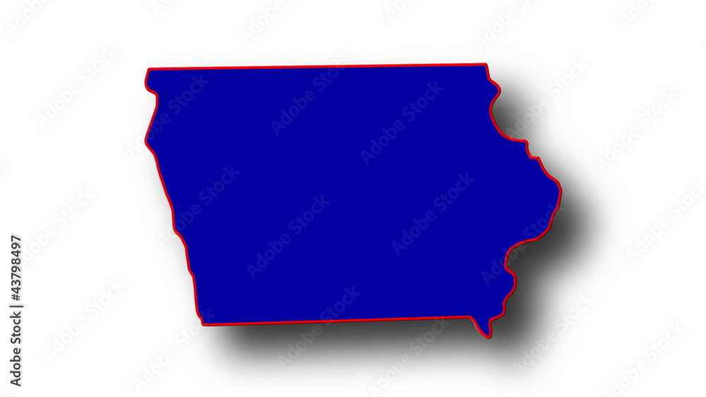 State of Iowa map reveals from the USA map silhouette animation Stock ...